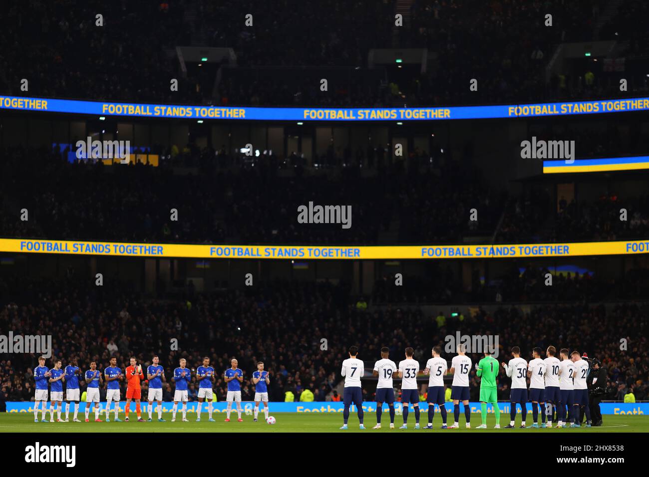 Tottenham Hotspur and Everton players clap as Football Stands Together ...