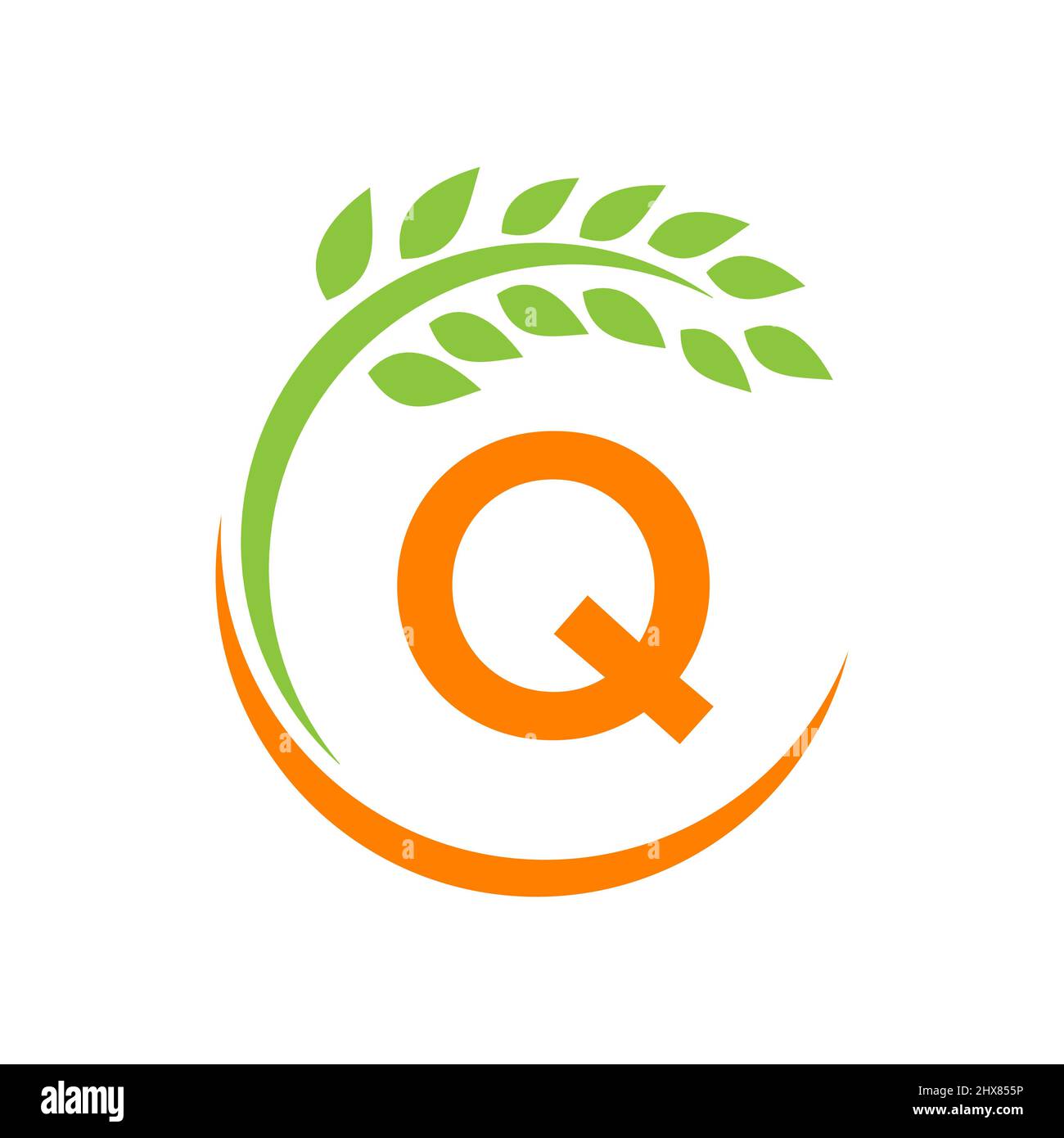 Agriculture Logo On Q Letter Concept. Agriculture And Farming Pasture ...