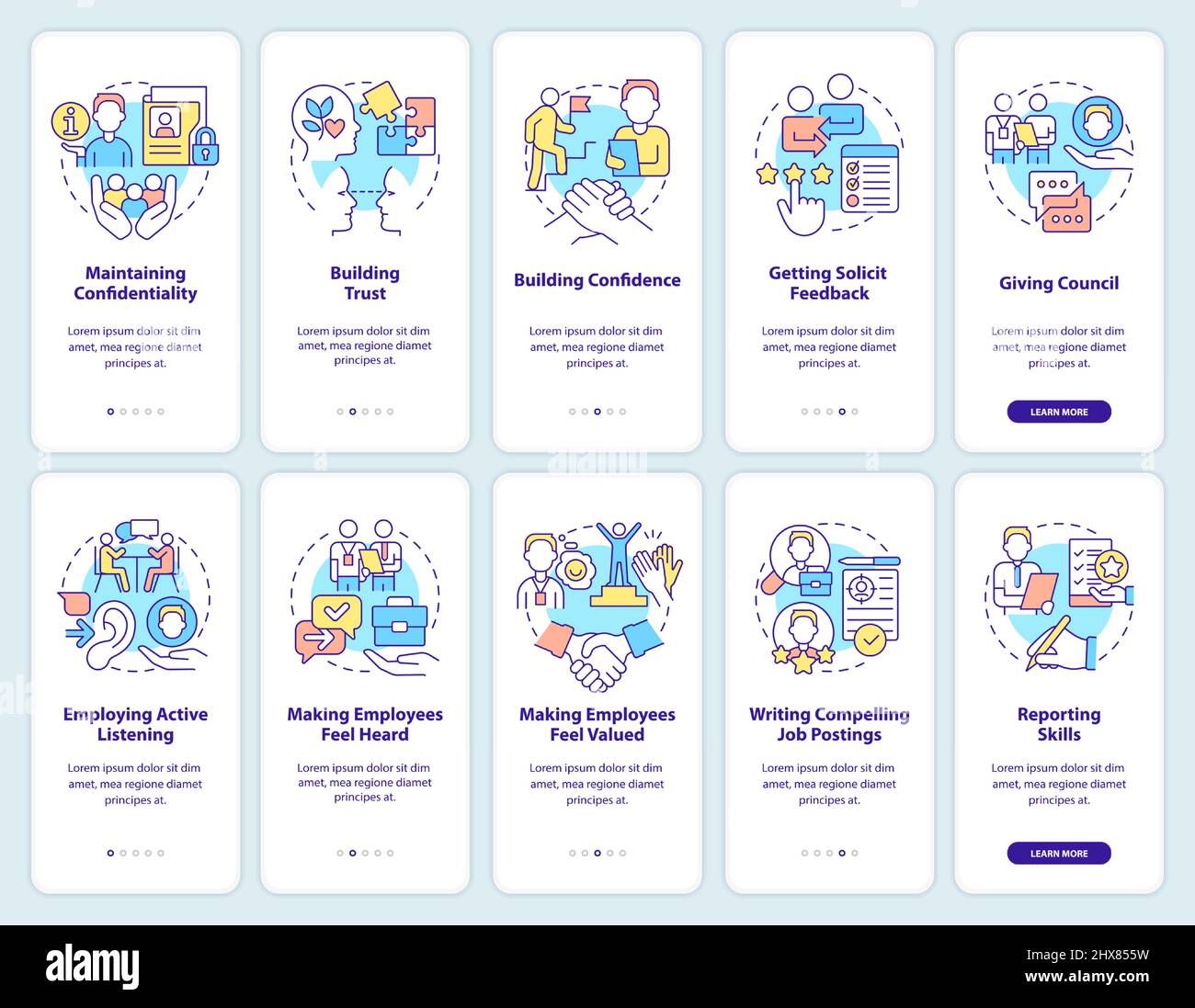 HR skills onboarding mobile app screen set Stock Vector Image & Art - Alamy
