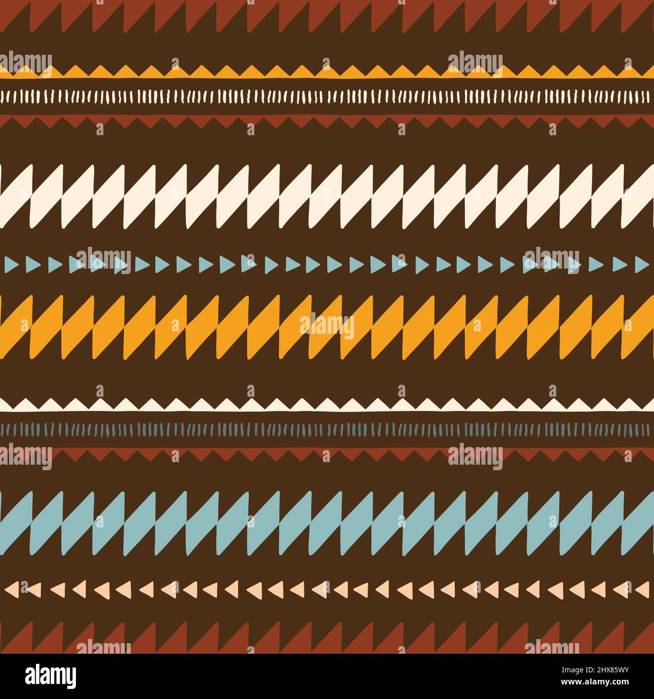Hand Drawn Earthy Tones Tribal Lightning Vector Seamless Pattern ...