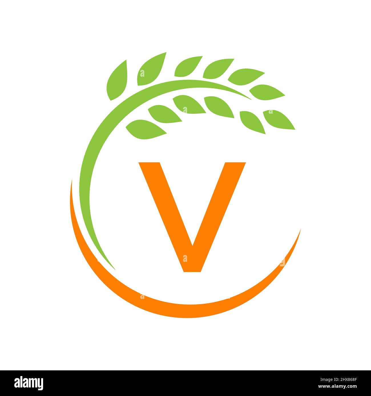 Agriculture Logo On V Letter Concept. Agriculture And Farming Pasture ...