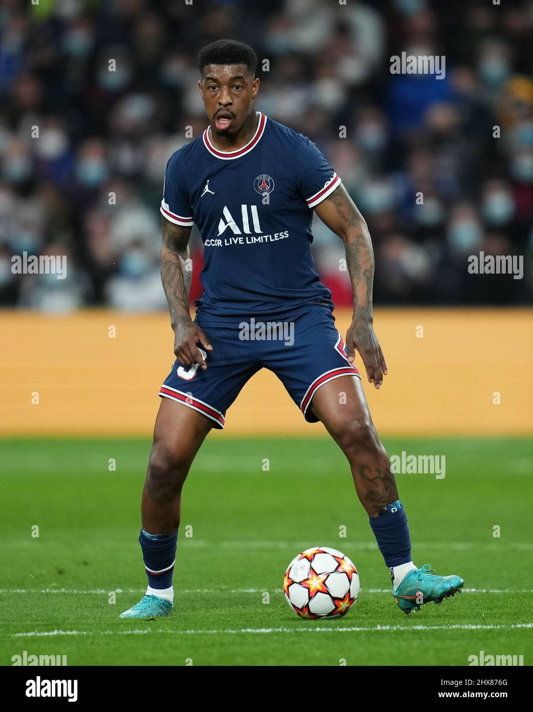 Madrid, Spain. March 09, 2022, Presnel Kimpembe of PSG during the UEFA ...