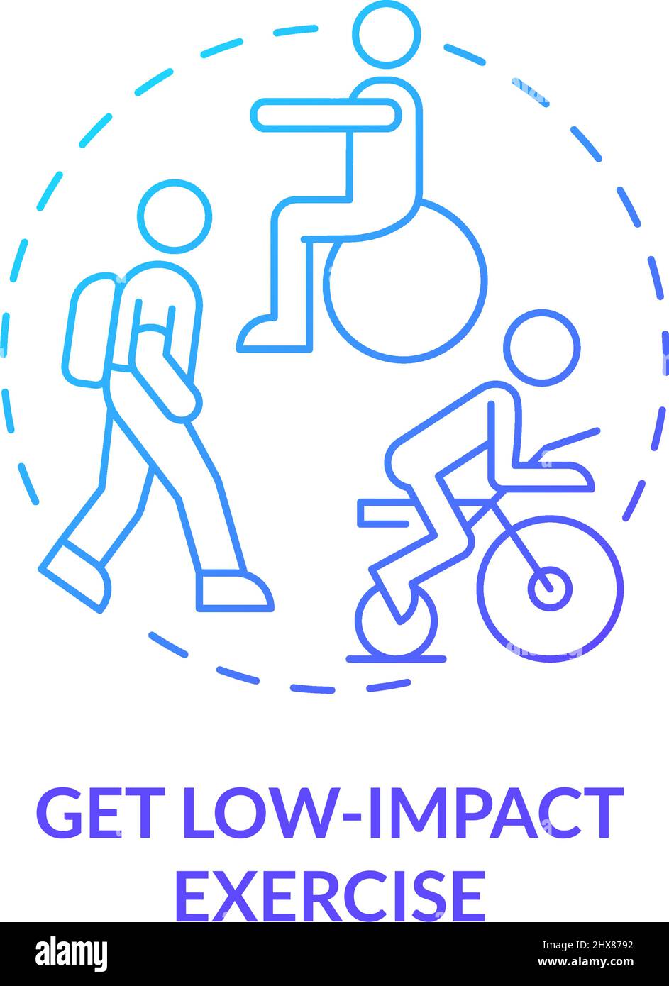 Get low-impact exercise blue gradient concept icon Stock Vector Image ...