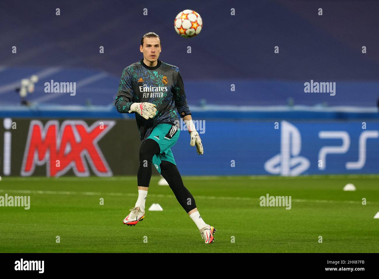 Madrid, Spain. March 09, 2022, Andriy Lunin of Real Madrid during the ...