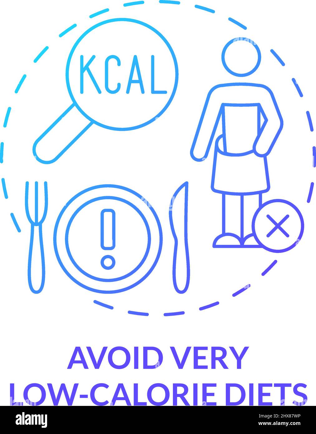 Avoid very low-calorie diets blue gradient concept icon Stock Vector ...