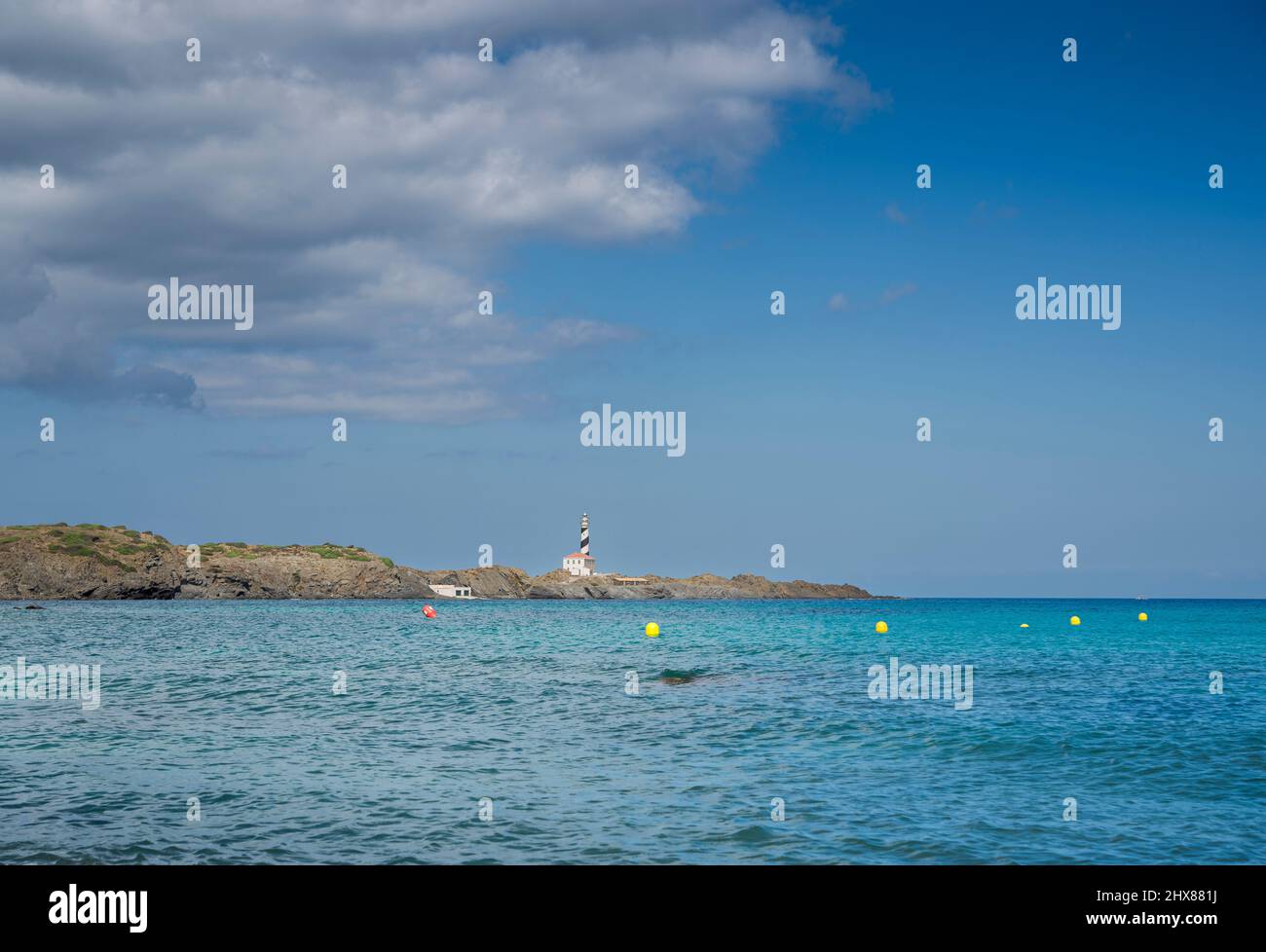 Lighthouse of Favaritx from Cala Presili, municipality of Mahon ...