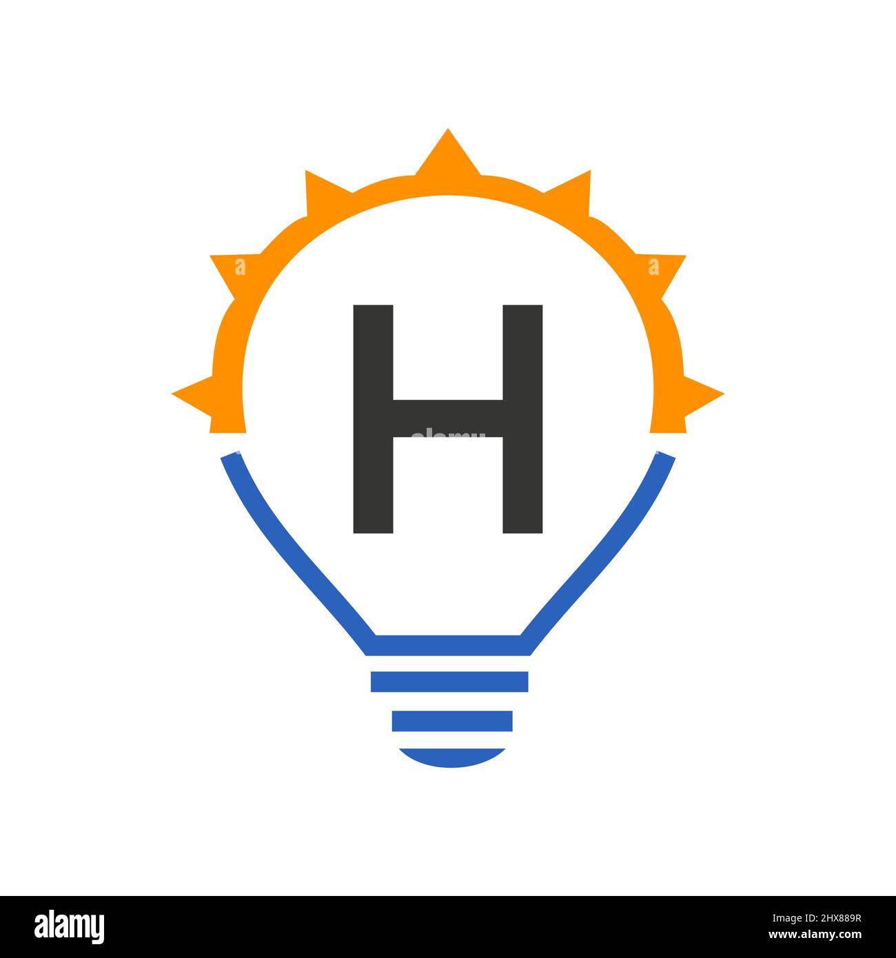 Letter H Electric Logo, Letter H With Light Bulb Vector Template. Eco ...