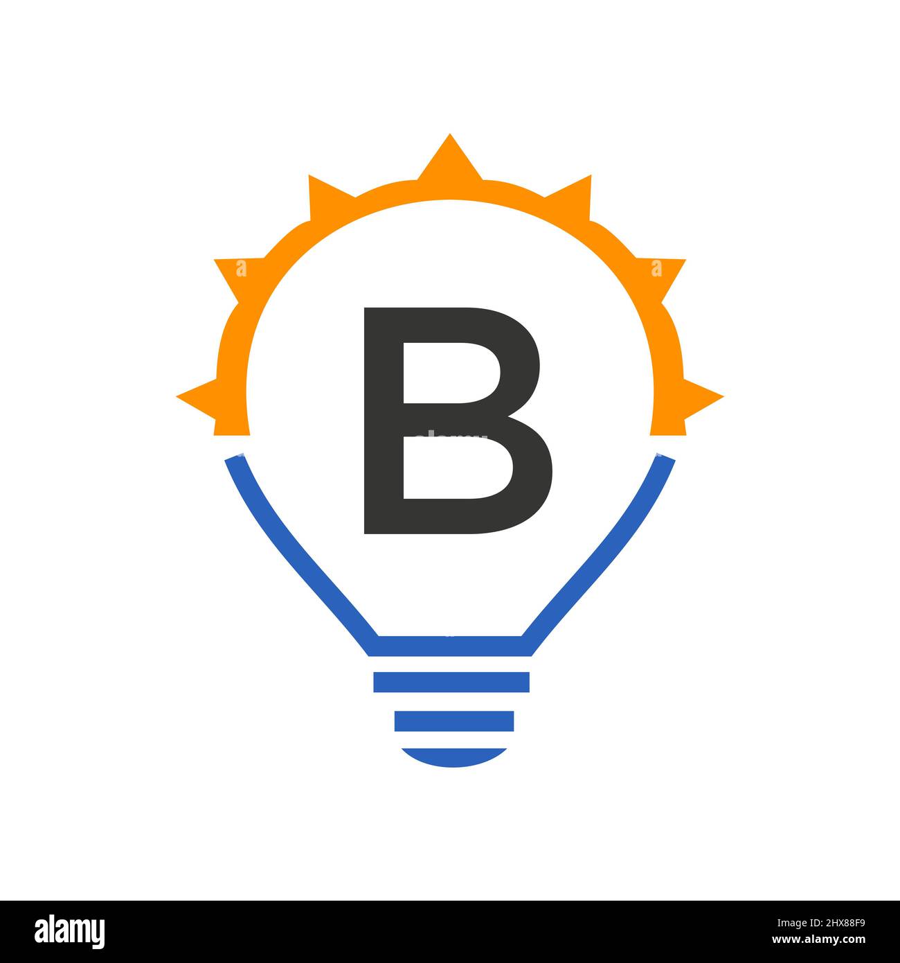 Letter B Electric Logo, Letter B With Light Bulb Vector Template. Eco ...