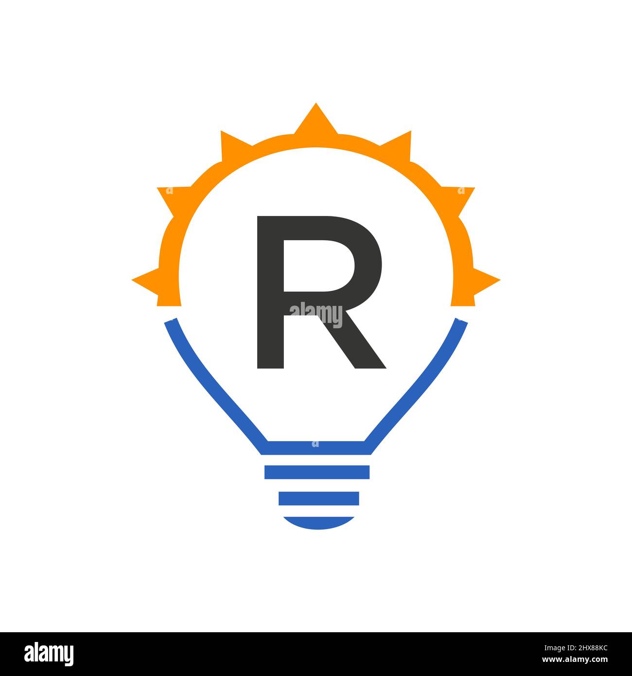 Letter R Electric Logo, Letter R With Light Bulb Vector Template. Eco ...