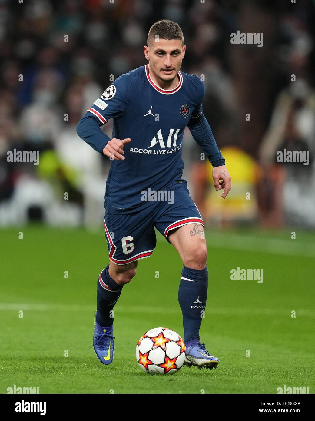 Madrid, Spain. March 09, 2022, Marco Verratti of PSG during the UEFA ...