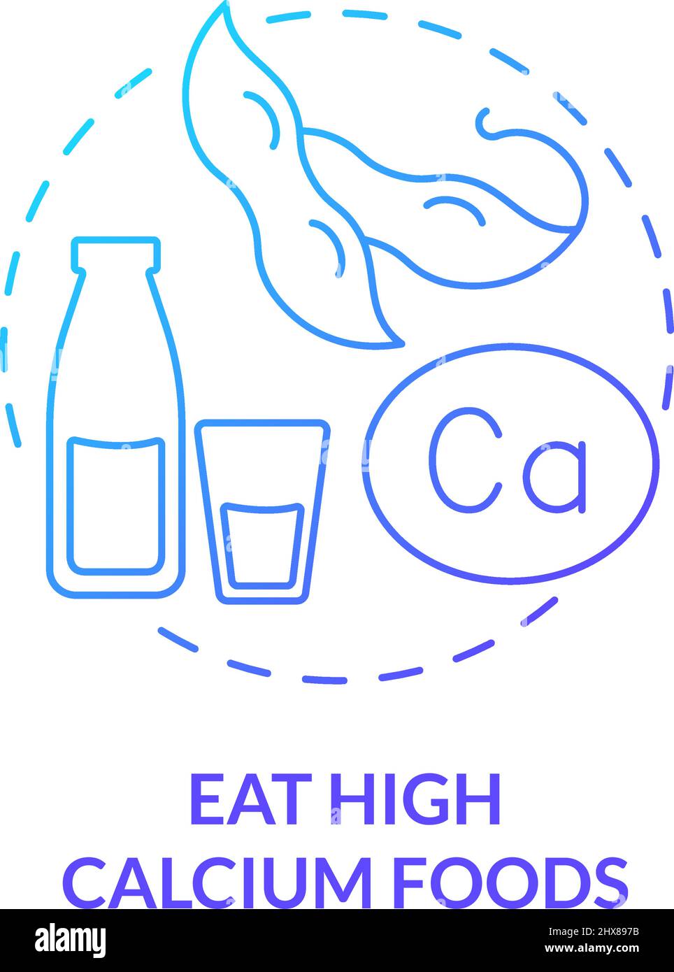Eat high calcium foods blue gradient concept icon Stock Vector Image ...
