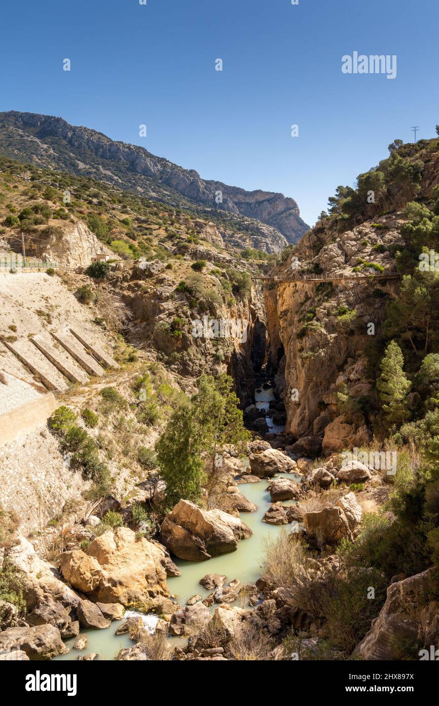 A view of the famous and historic Camino del Rey in southern Spain near ...