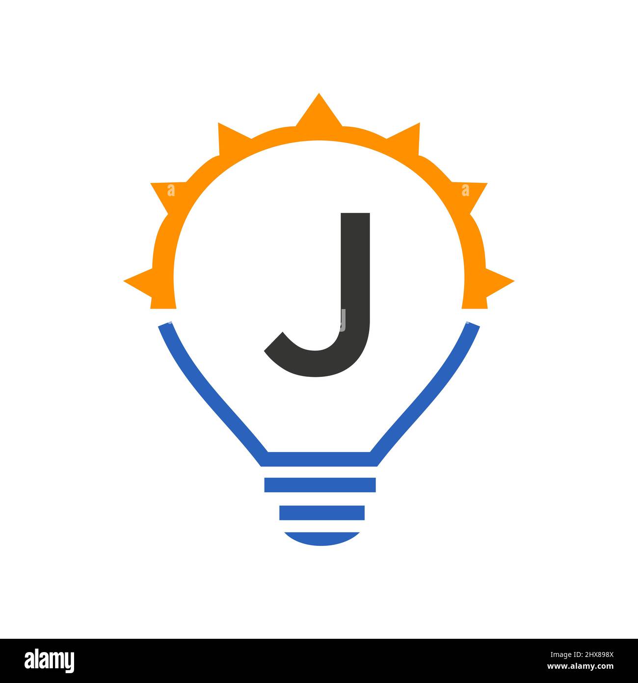 Letter J Electric Logo, Letter J With Light Bulb Vector Template. Eco ...