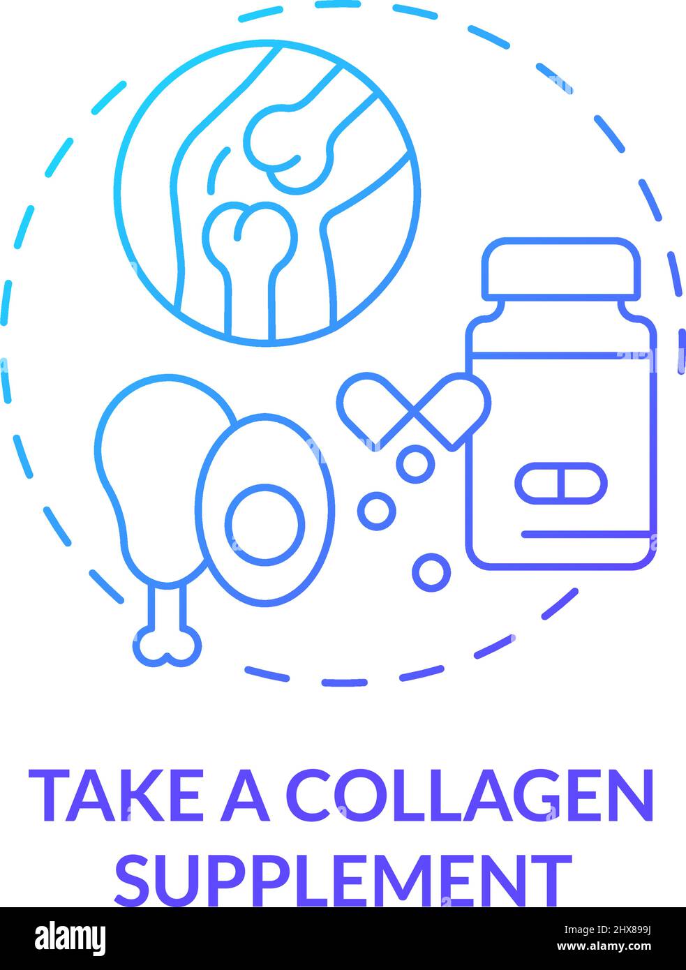 Take collagen supplement blue gradient concept icon Stock Vector Image ...