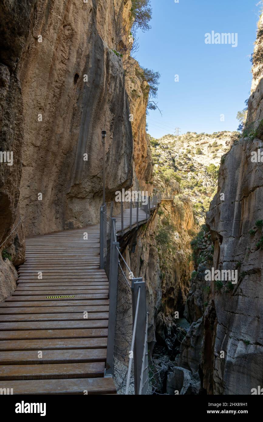 A view of the famous and historic Camino del Rey in southern Spain near ...