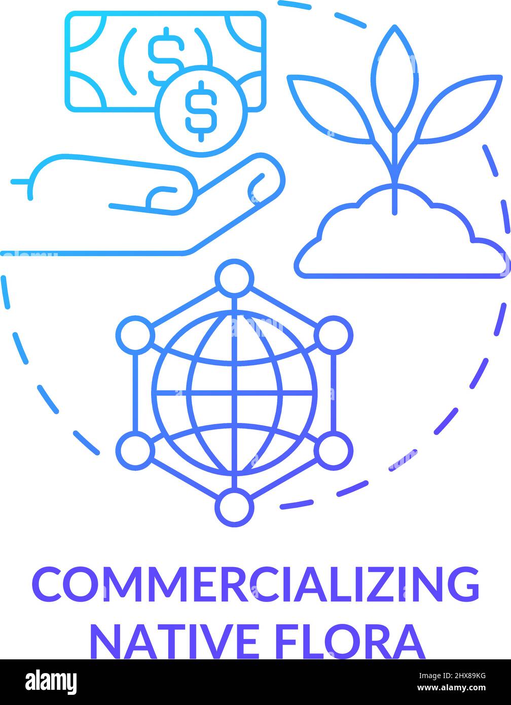 Commercializing native flora blue gradient concept icon Stock Vector ...