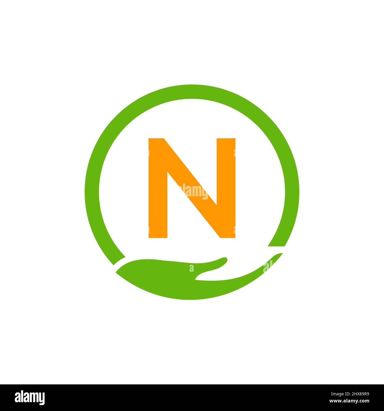 Charity Help Hands Logo On Letter N Concept Template. Care, Sharing ...