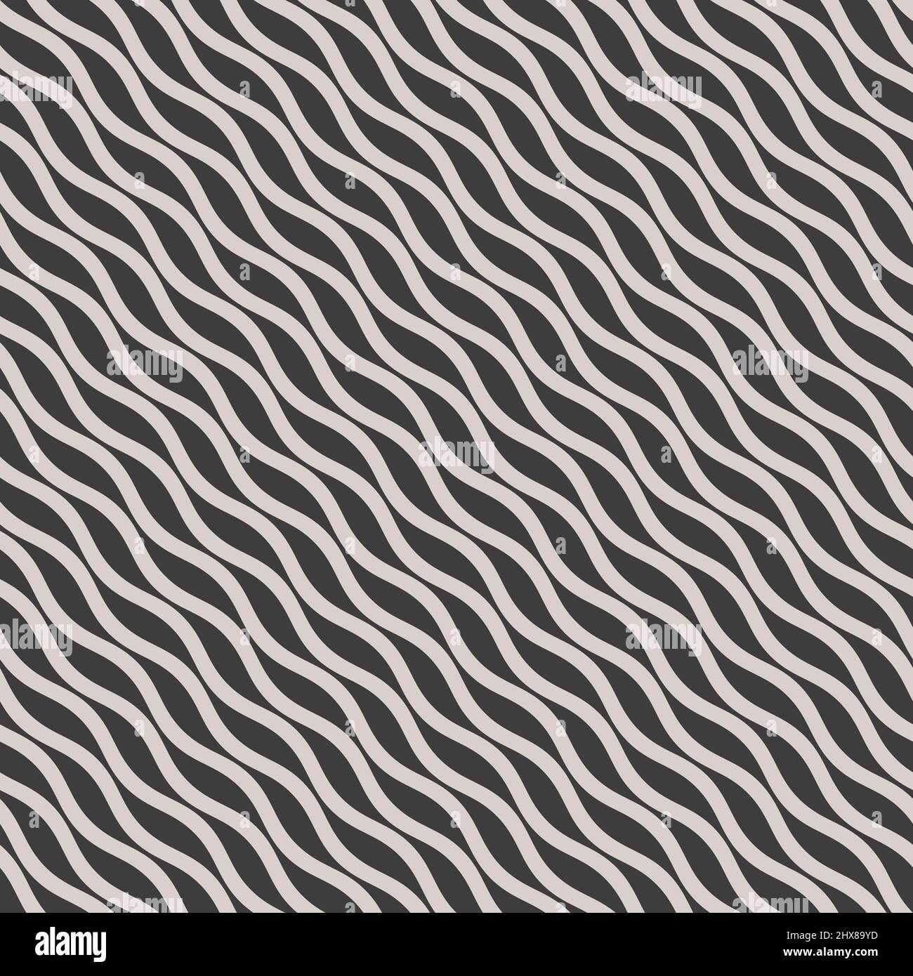 Wavy Lines Seamless Background in Black and White Color. Vector ...