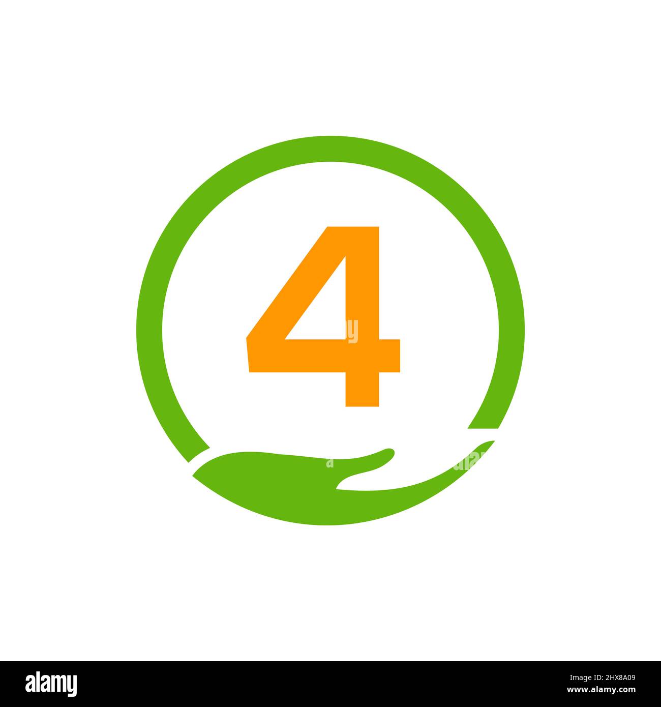 Charity Help Hands Logo On Letter 4 Concept Template. Care, Sharing ...