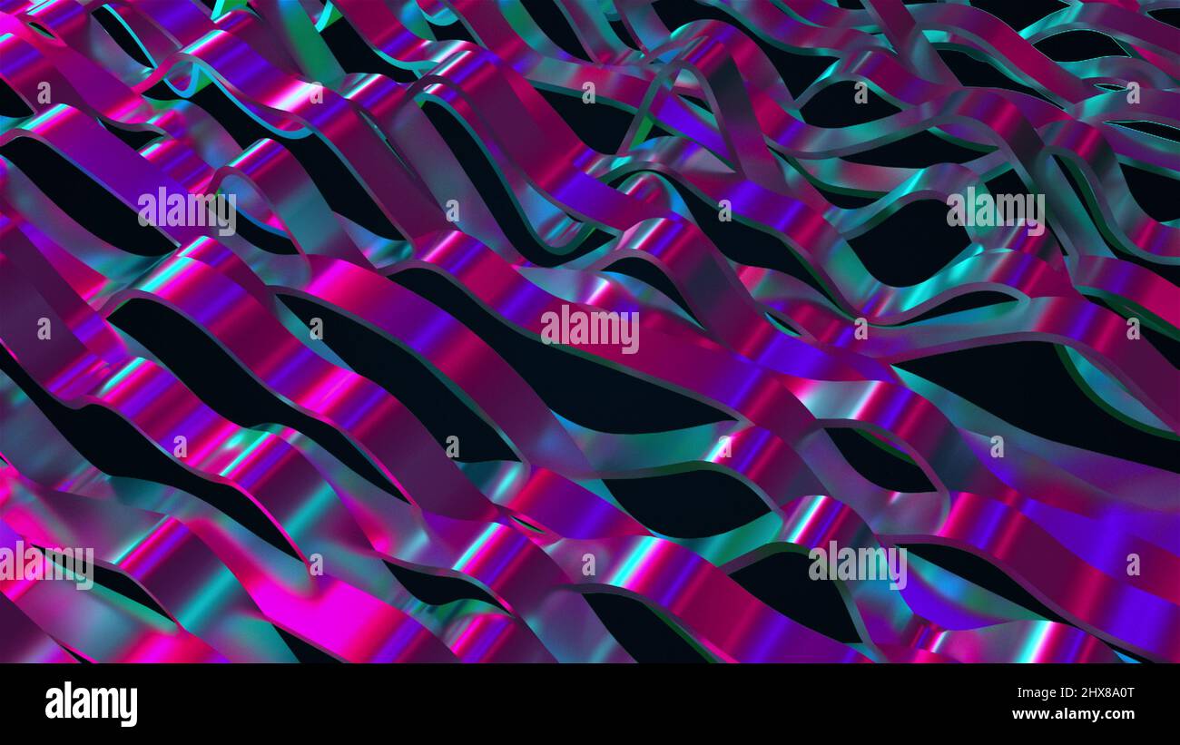 Iridescent wave lines. Computer generated 3d render Stock Photo - Alamy