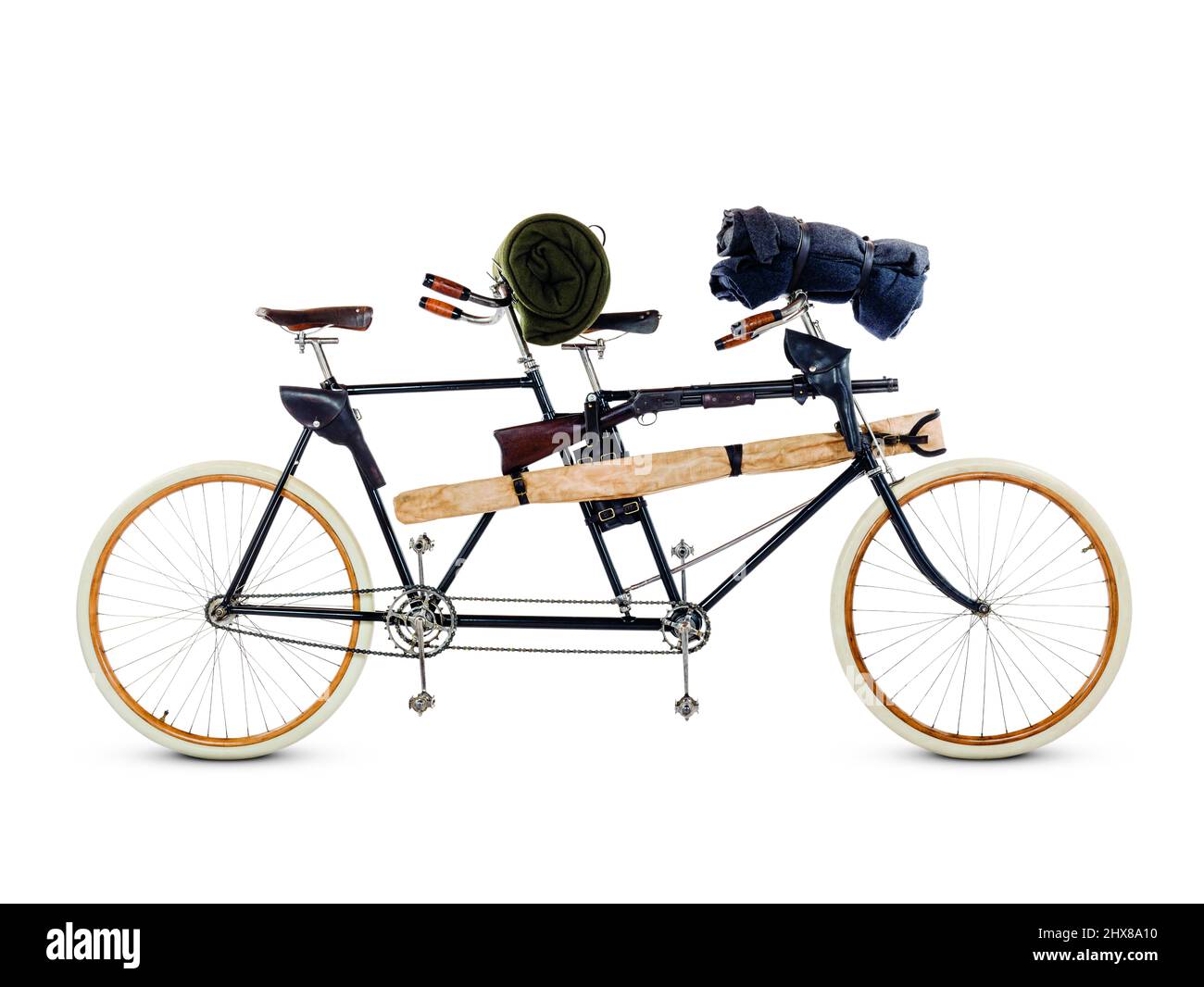 Columbria Military Bike Tandem, 1896, US, Side view, drive side Stock ...