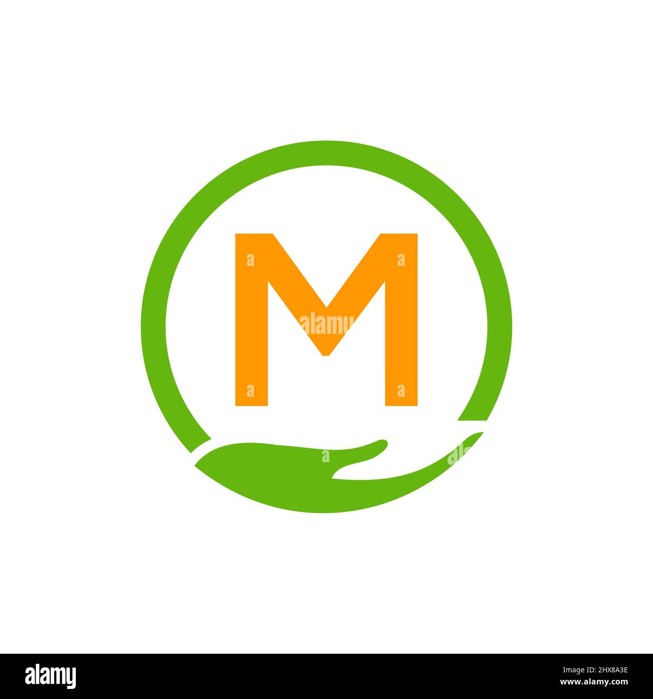 Charity Help Hands Logo On Letter M Concept Template. Care, Sharing ...