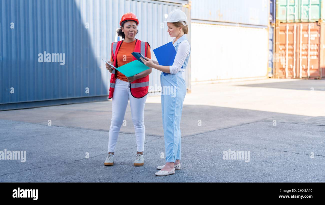 African american holding board file and report business logistic to ...