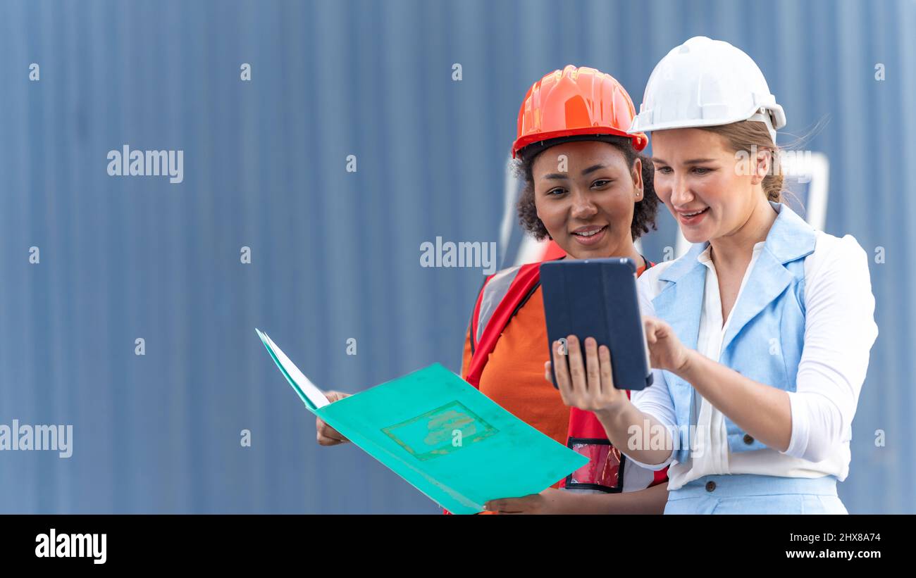 African american holding board file and report business logistic to ...