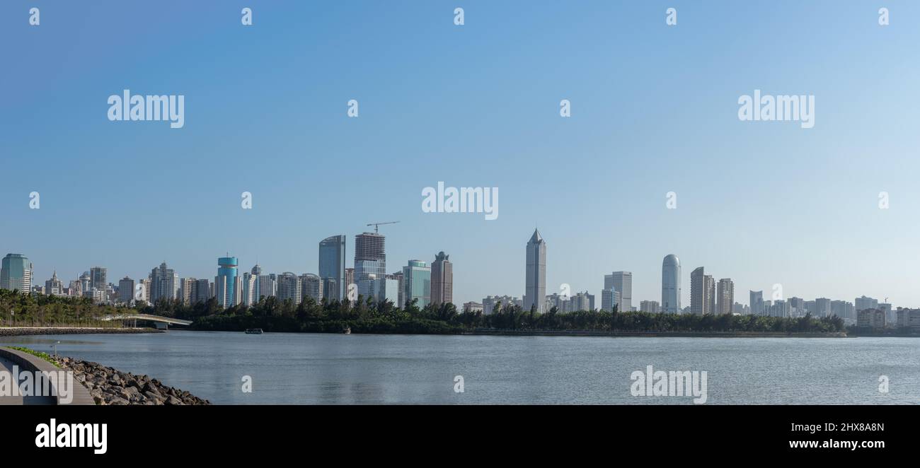 landscape photo of haikou guomao cbd district and haikou evergreen park ...