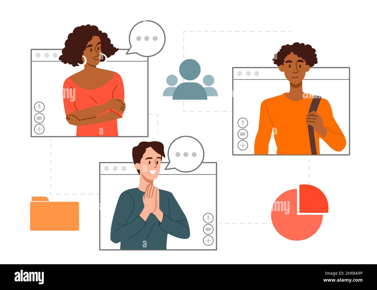 Video chat corporate teleconference Stock Vector Images - Alamy