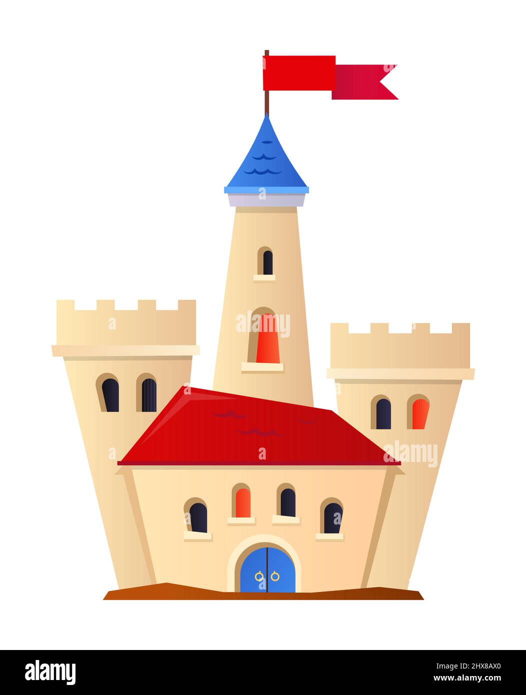 Cute castle - flat design style object on white background Stock Vector ...