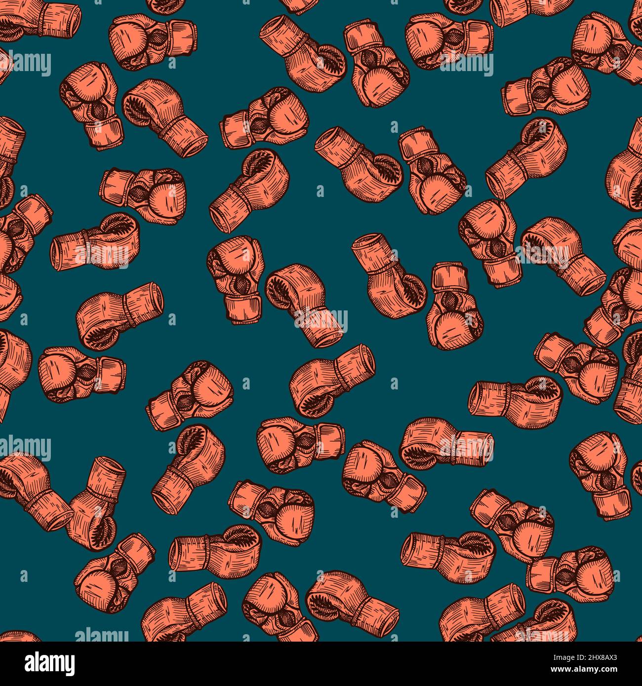 Boxing gloves seamless pattern. Vintage sport inventory background ...