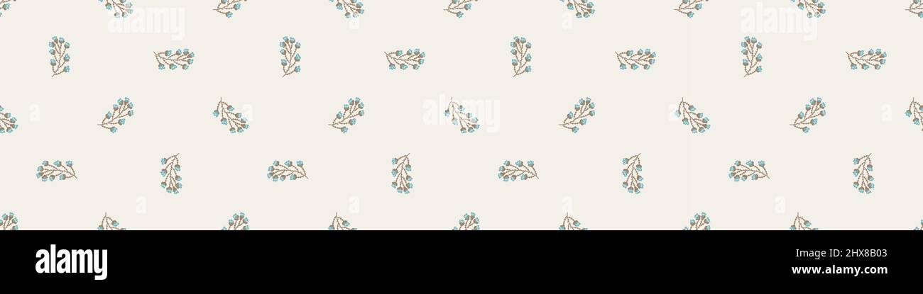 Gender neutral sprigged foliage seamless vector border. Simple ...