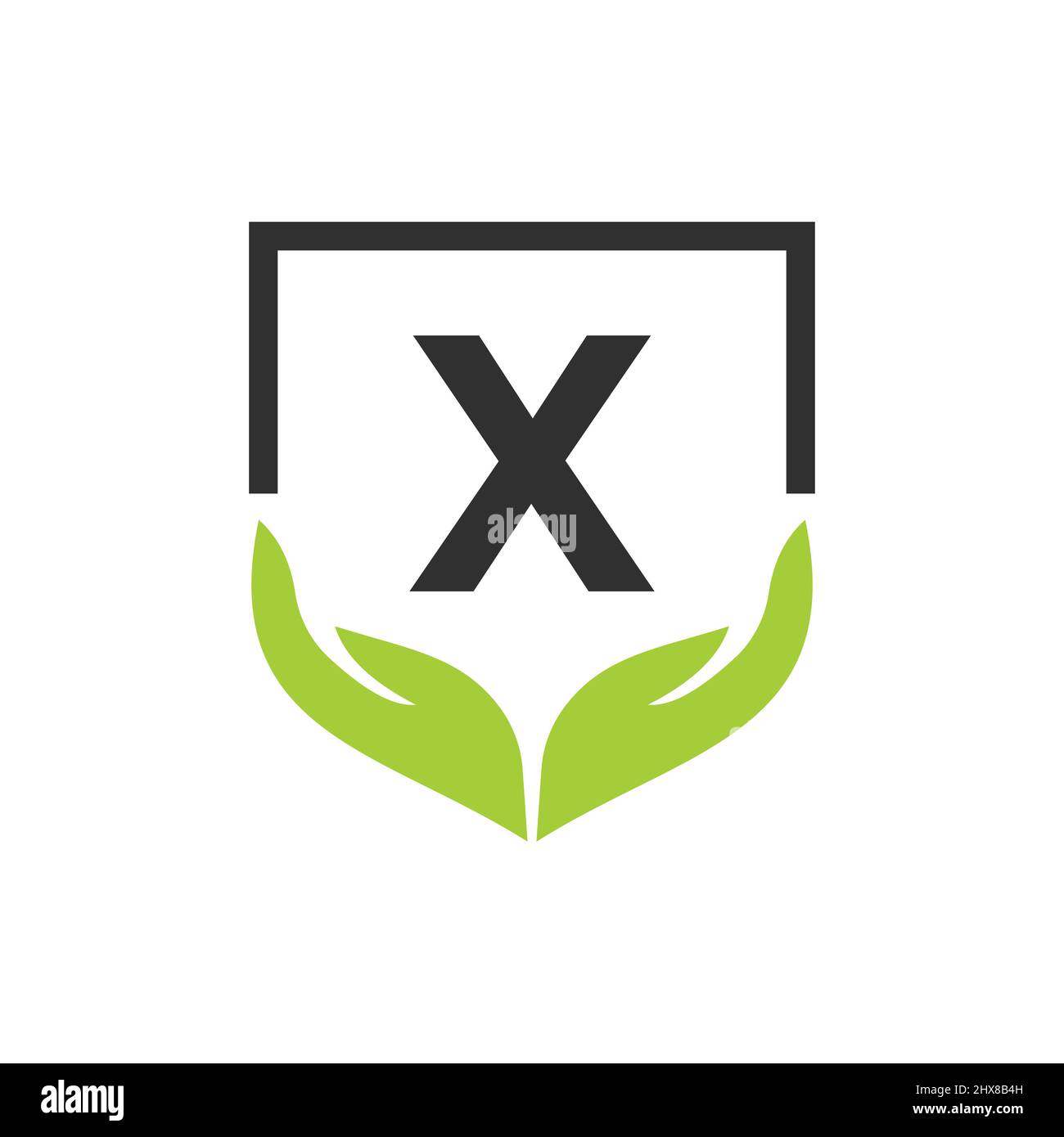 Charity Help Hands Logo On Letter X Concept Template. Care, Sharing ...