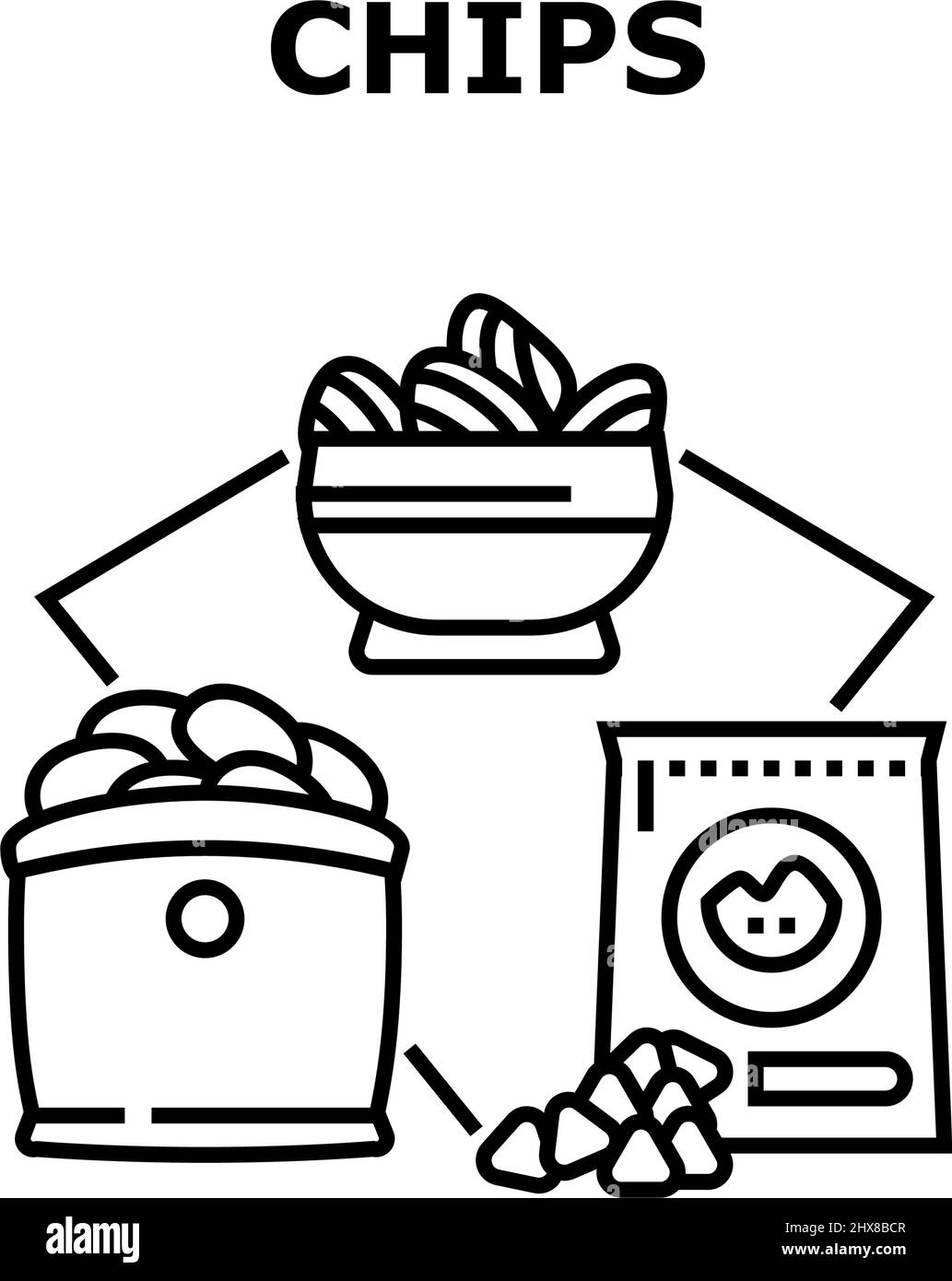 Chips Snack Vector Concept Black Illustration Stock Vector Image & Art ...