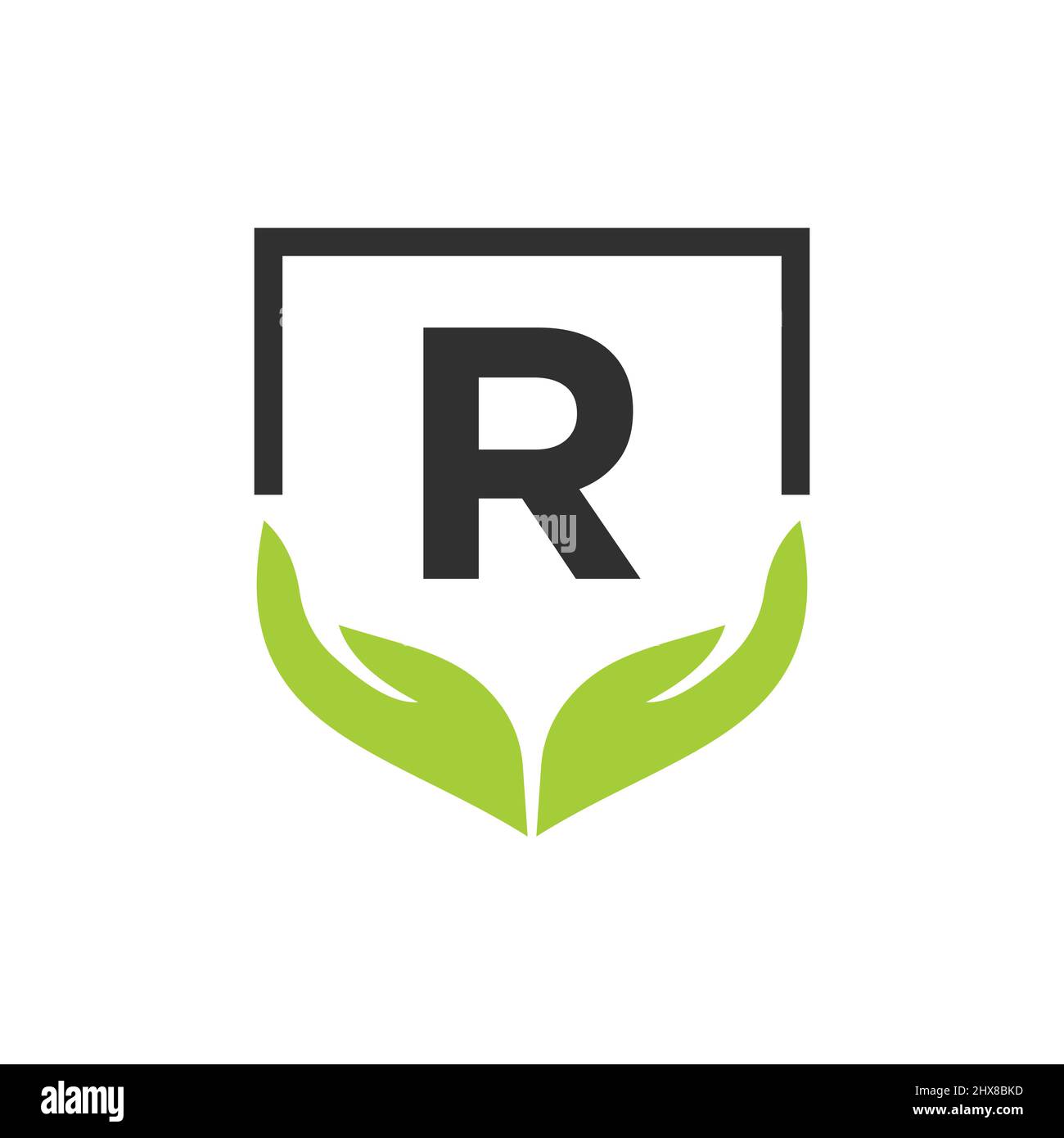 Charity Help Hands Logo On Letter R Concept Template. Care, Sharing ...