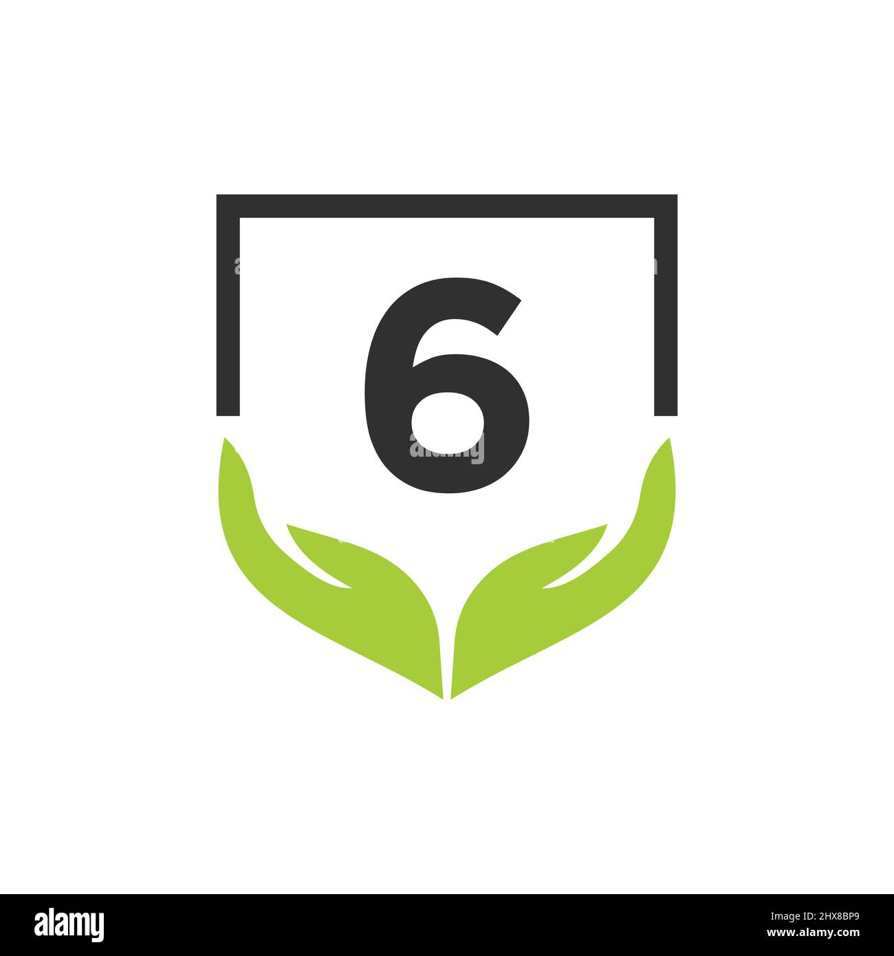 Charity Help Hands Logo On Letter 6 Concept Template. Care, Sharing ...