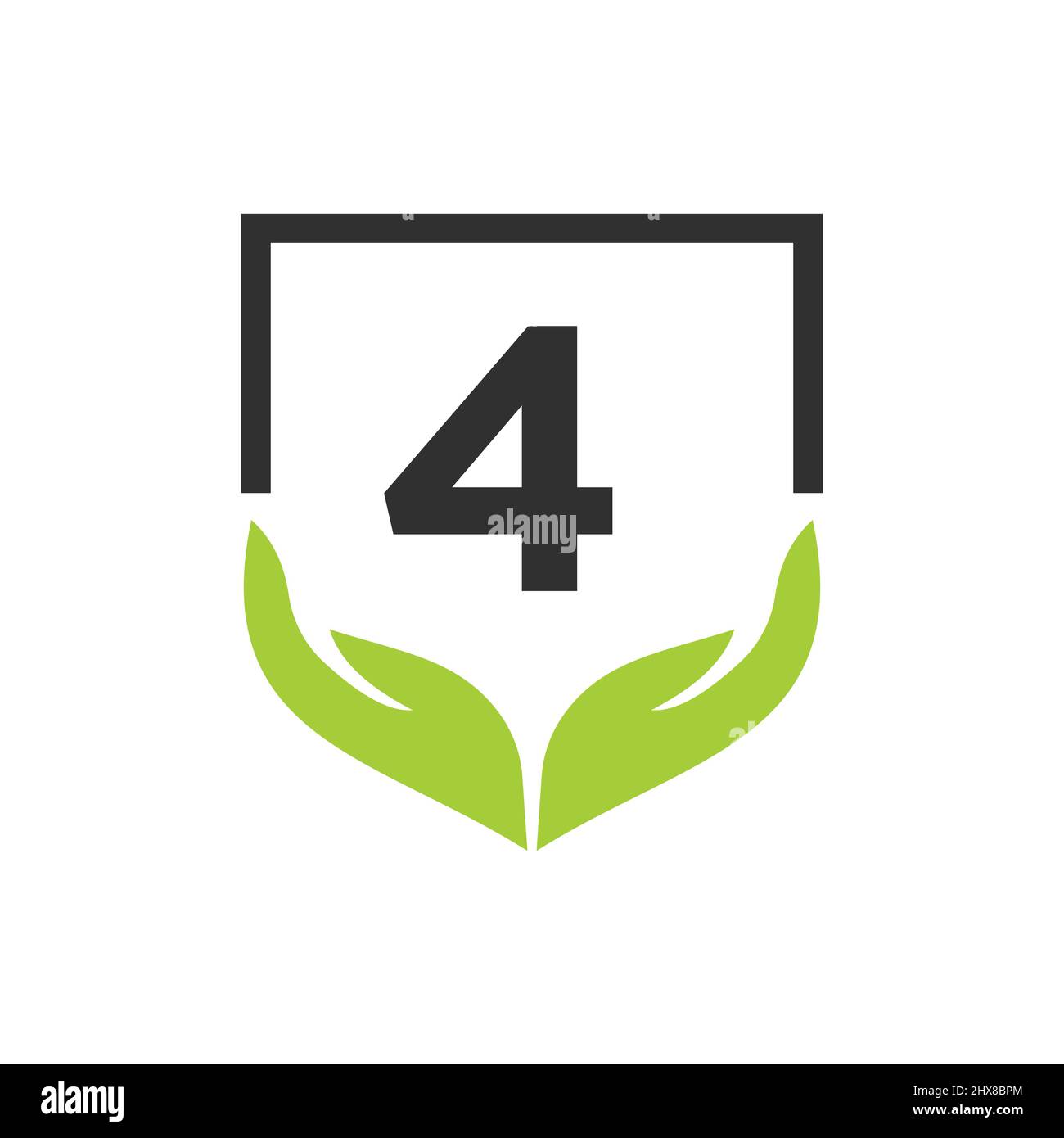 Charity Help Hands Logo On Letter 4 Concept Template. Care, Sharing ...