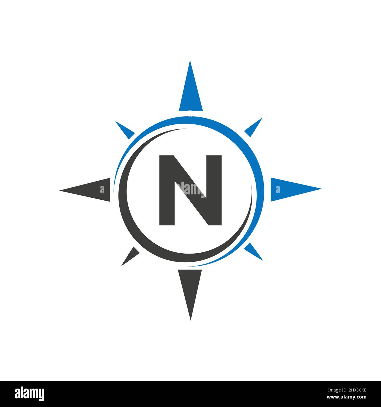 Compass Logo Design On Letter N Concept. Letter N Compass Adventure ...