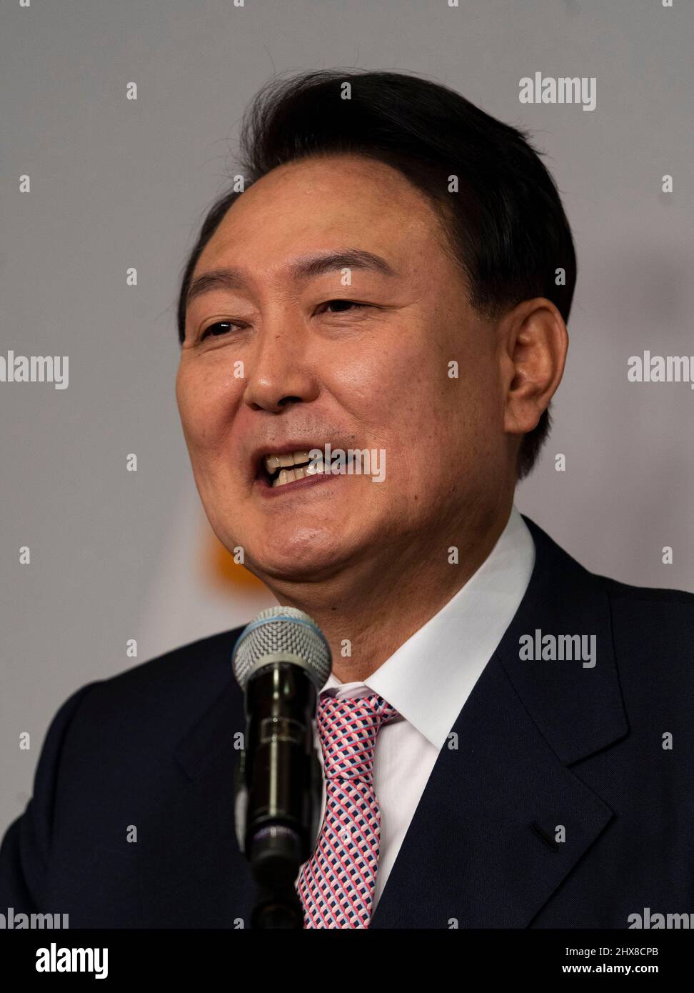 President-elect Yoon Suk-yeol speaks during a press conference at the ...