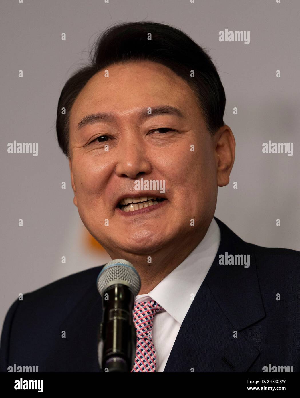 President-elect Yoon Suk-yeol speaks during a press conference at the ...