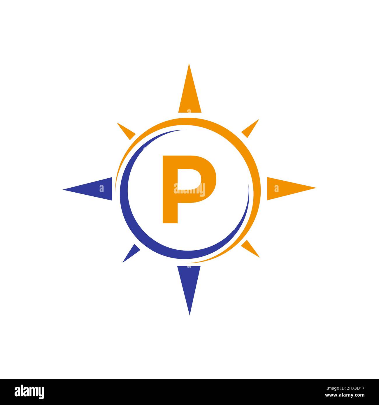 Compass Logo Design On Letter P Concept. Letter P Compass Adventure ...