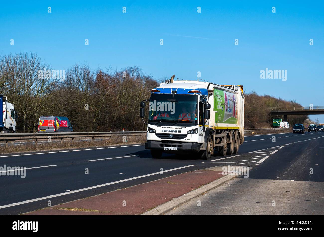South Norfolk Council refuse lorry travelling along the A47 Southern ...