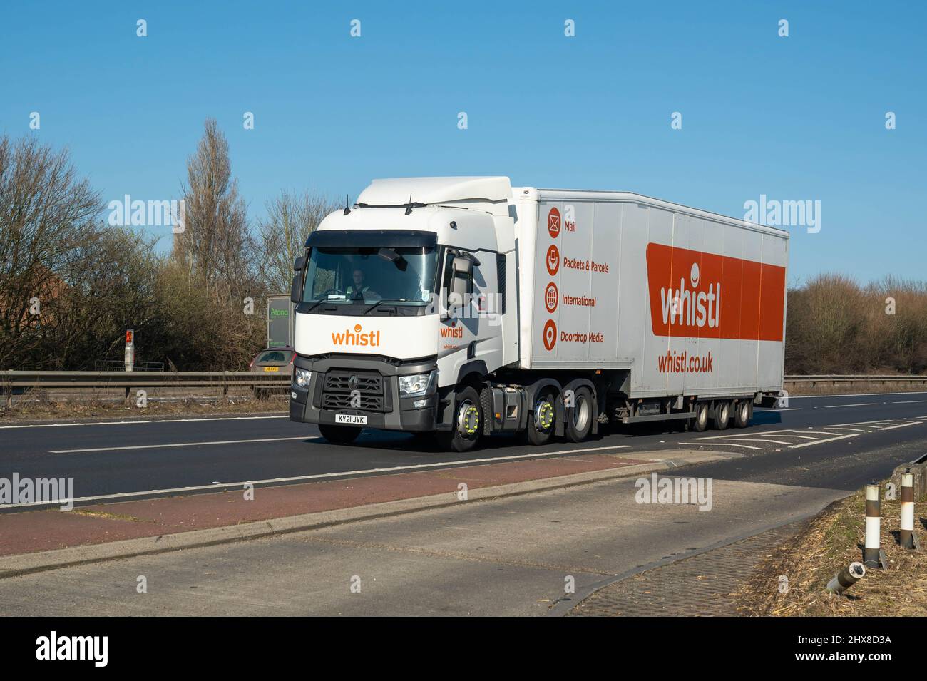Whistl Renault HGV lorry travelling along southern bypass norwich ...