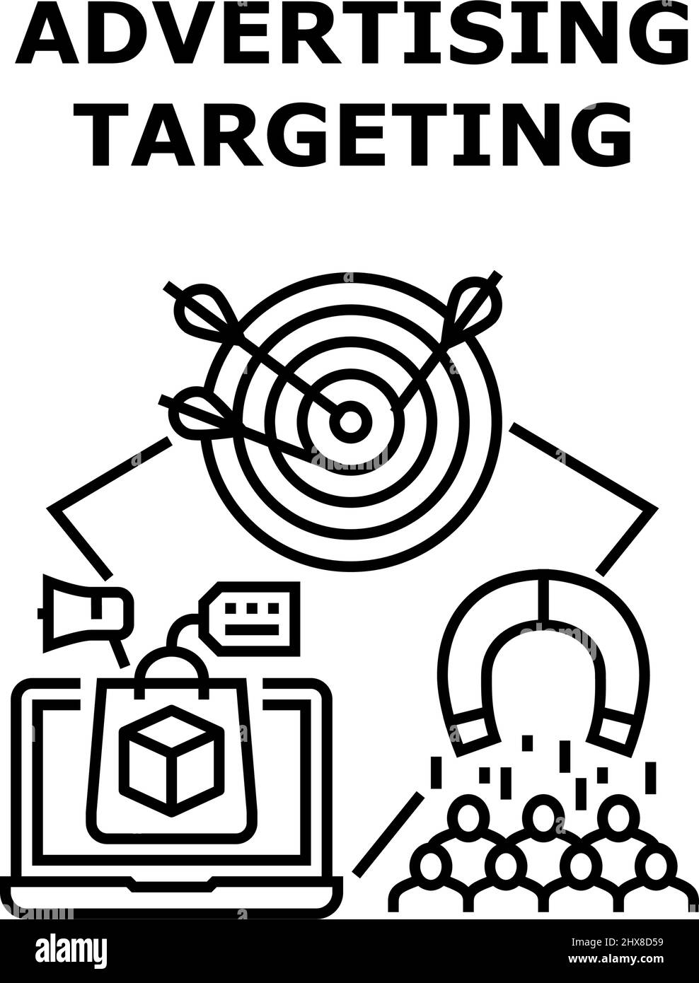 Advertising Targeting Vector Black Illustration Stock Vector Image ...