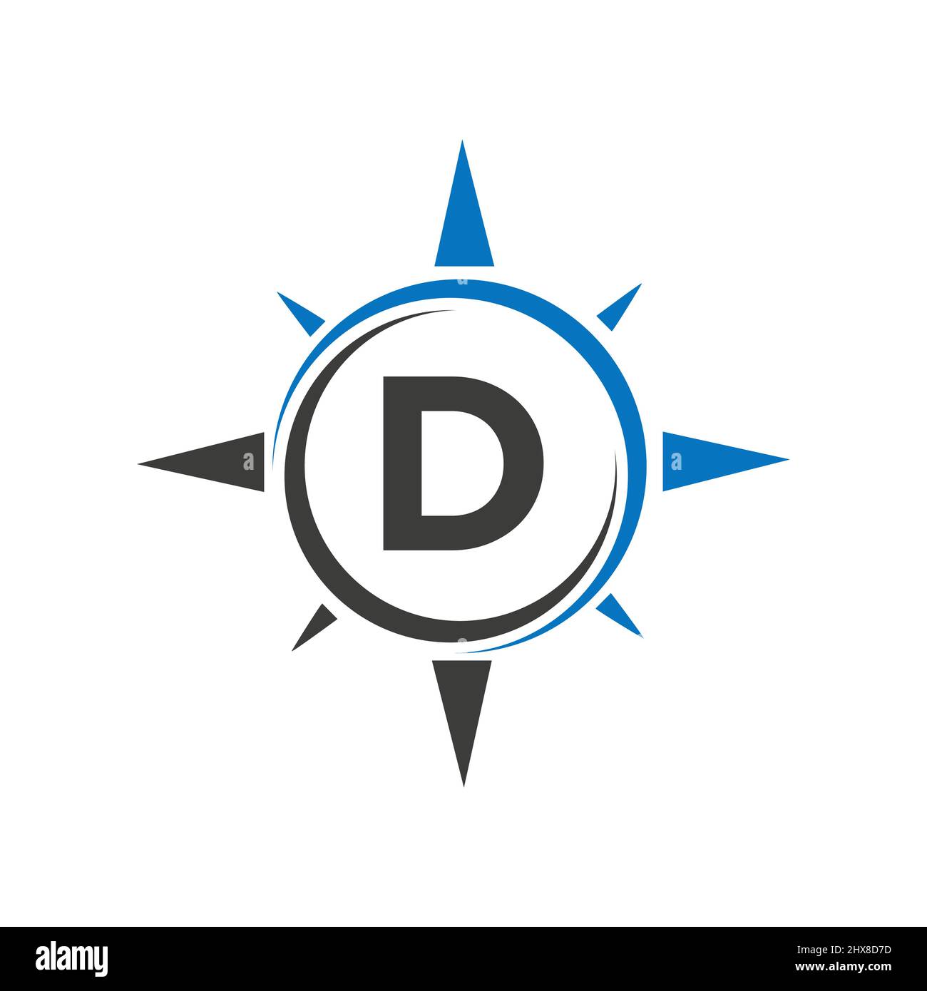 Compass Logo Design On Letter D Concept. Letter D Compass Adventure ...