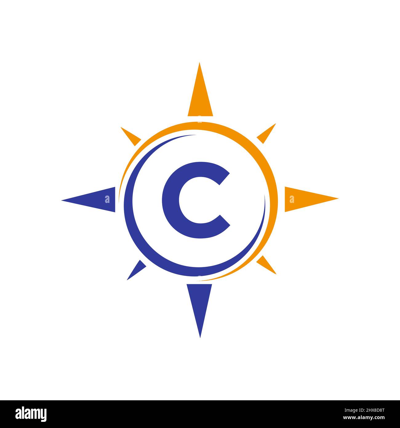 Compass Logo Design On Letter C Concept. Letter C Compass Adventure ...