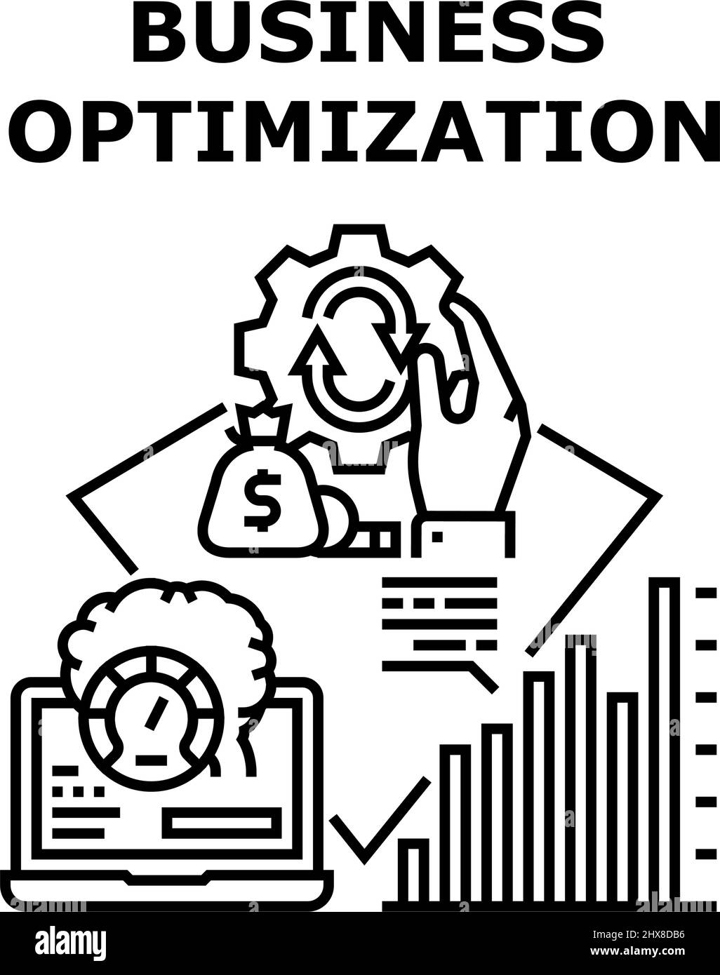 Business Optimization Vector Black Illustration Stock Vector Image ...