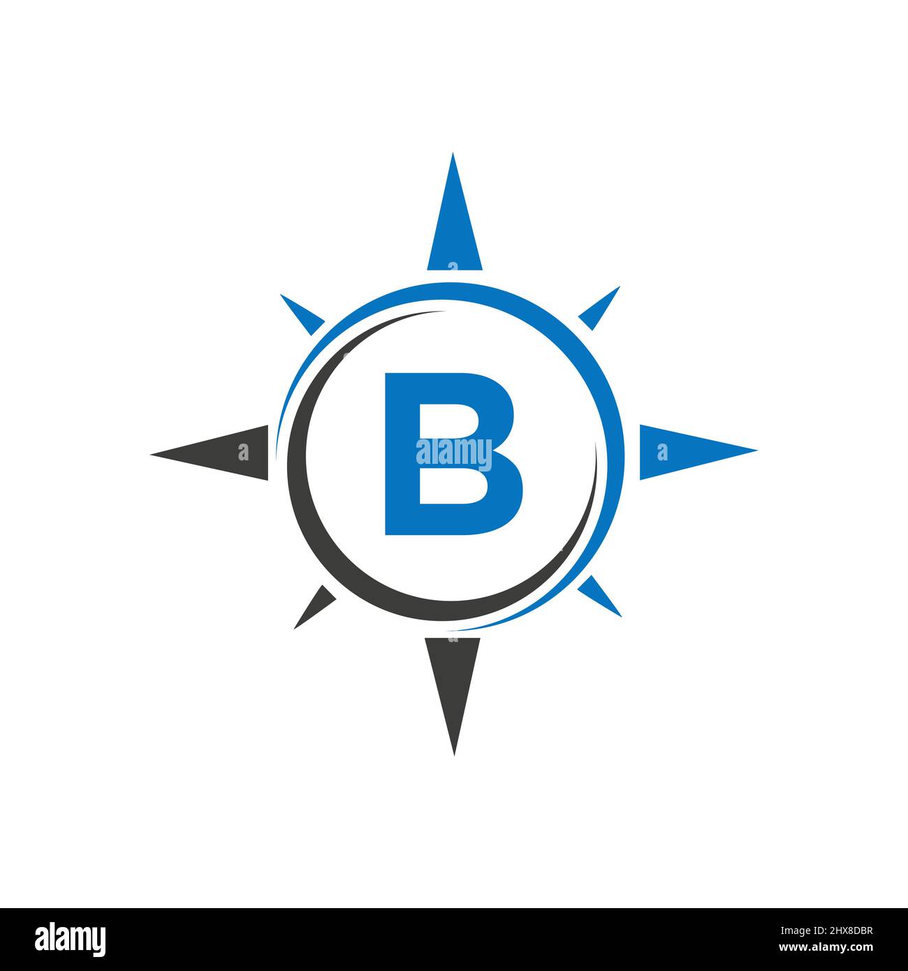 Compass Logo Design On Letter B Concept. Letter B Compass Adventure ...