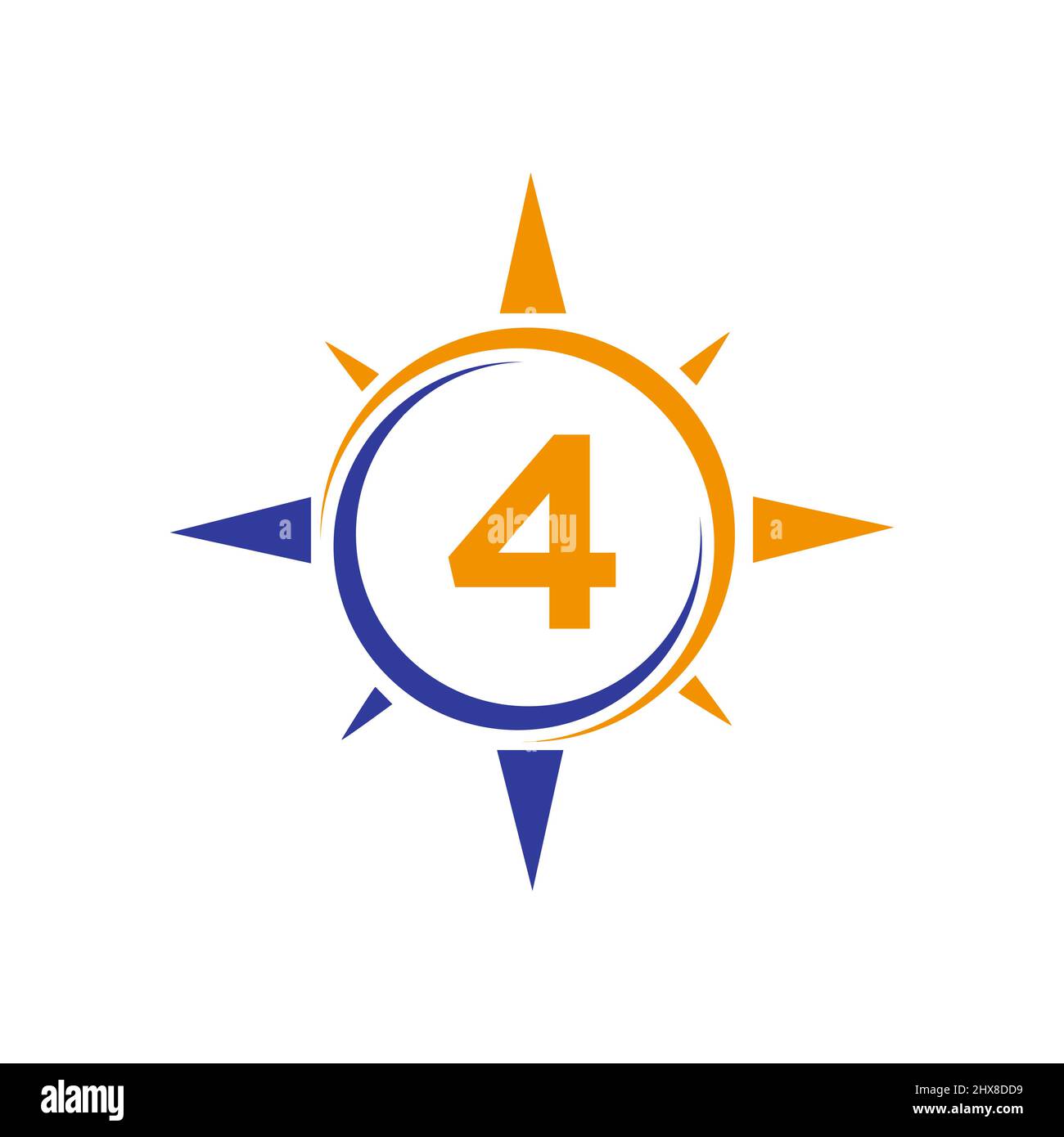 Compass Logo Design On Letter 4 Concept. Letter 4 Compass Adventure ...
